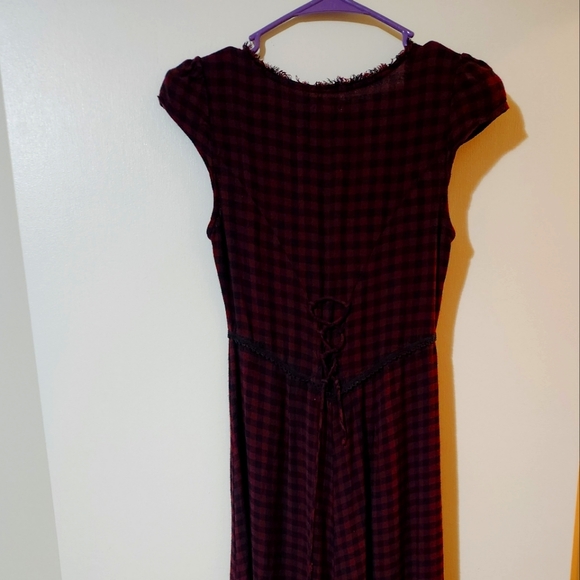 Ecote | Dresses | Red Plaid Midi Dress Xs Ecot | Poshmark
